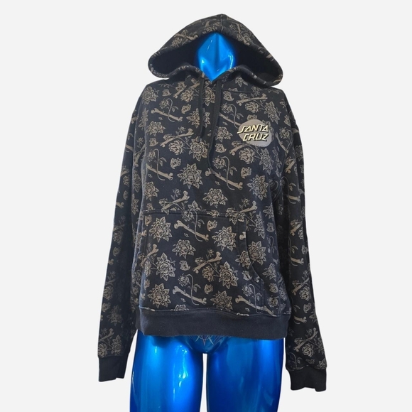 Santa Cruz Skateboards | Tops | Santa Cruz Black And Tan Floral Hoodie ...